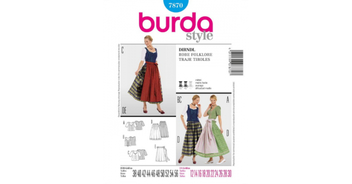 Patron Burda 7870 Dirndl - Patron de couture/tous les patron - mercerie-serviplus